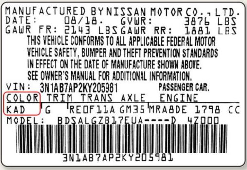 Kleurcode Nissan vinden? | Autolakopmaat.nl