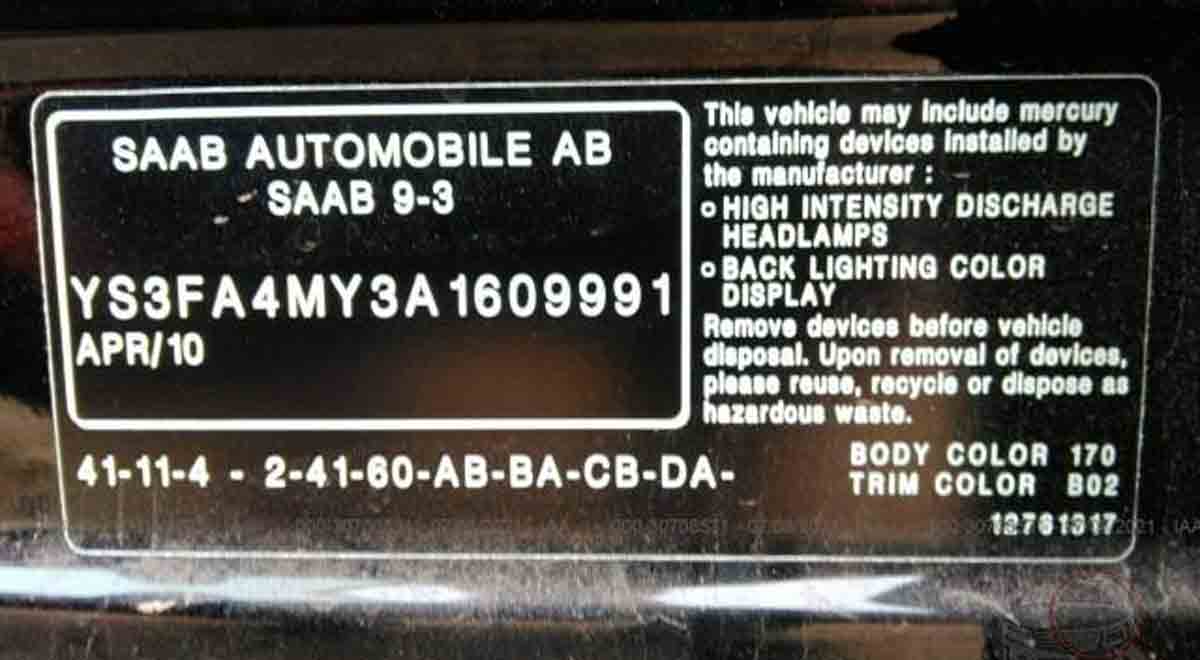 Kleurcode Saab vinden? | Autolakopmaat.nl